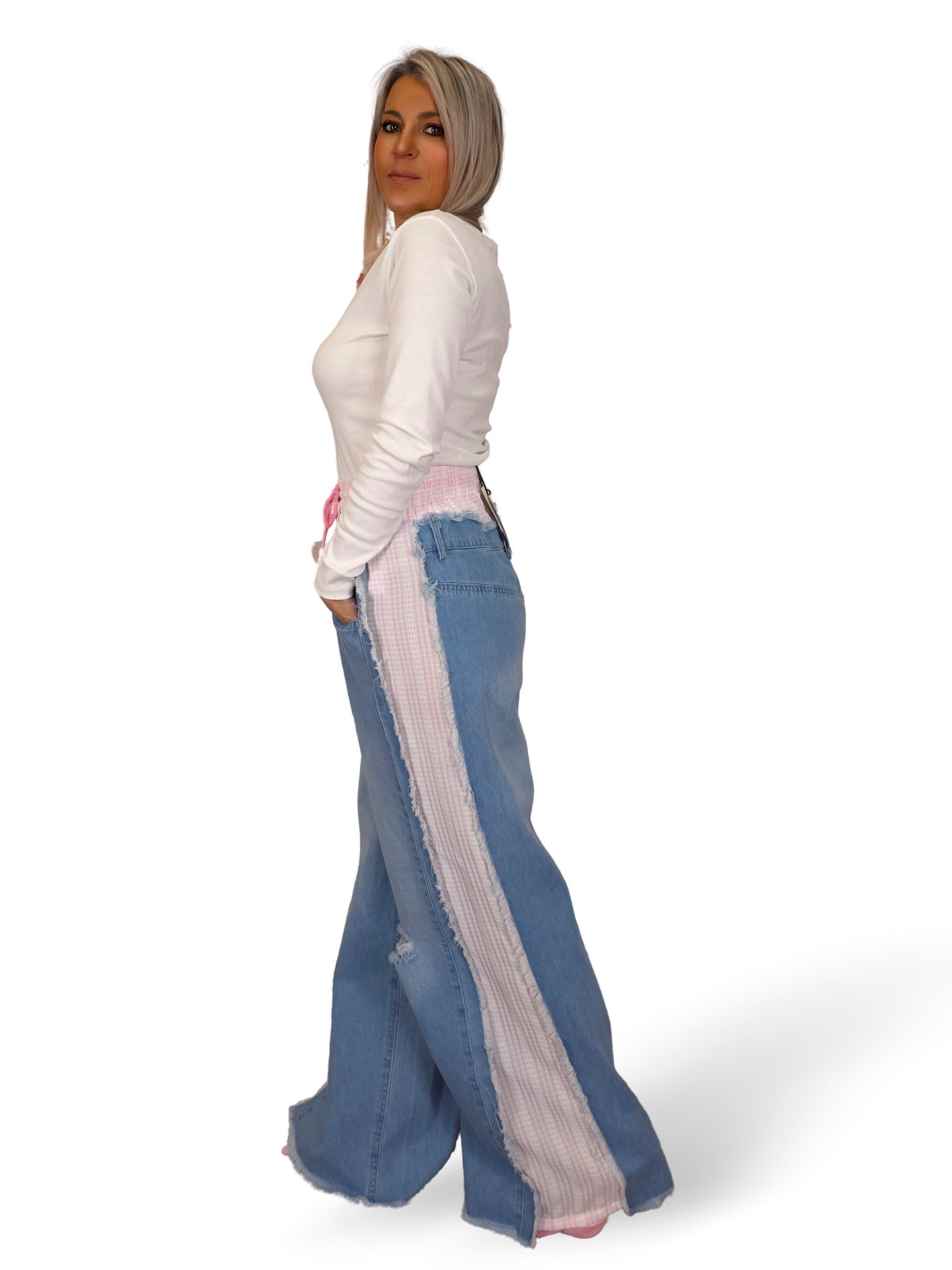 JEANS COMBINADO VICHI ROSA JOT | Comprar online en Mi Marciana