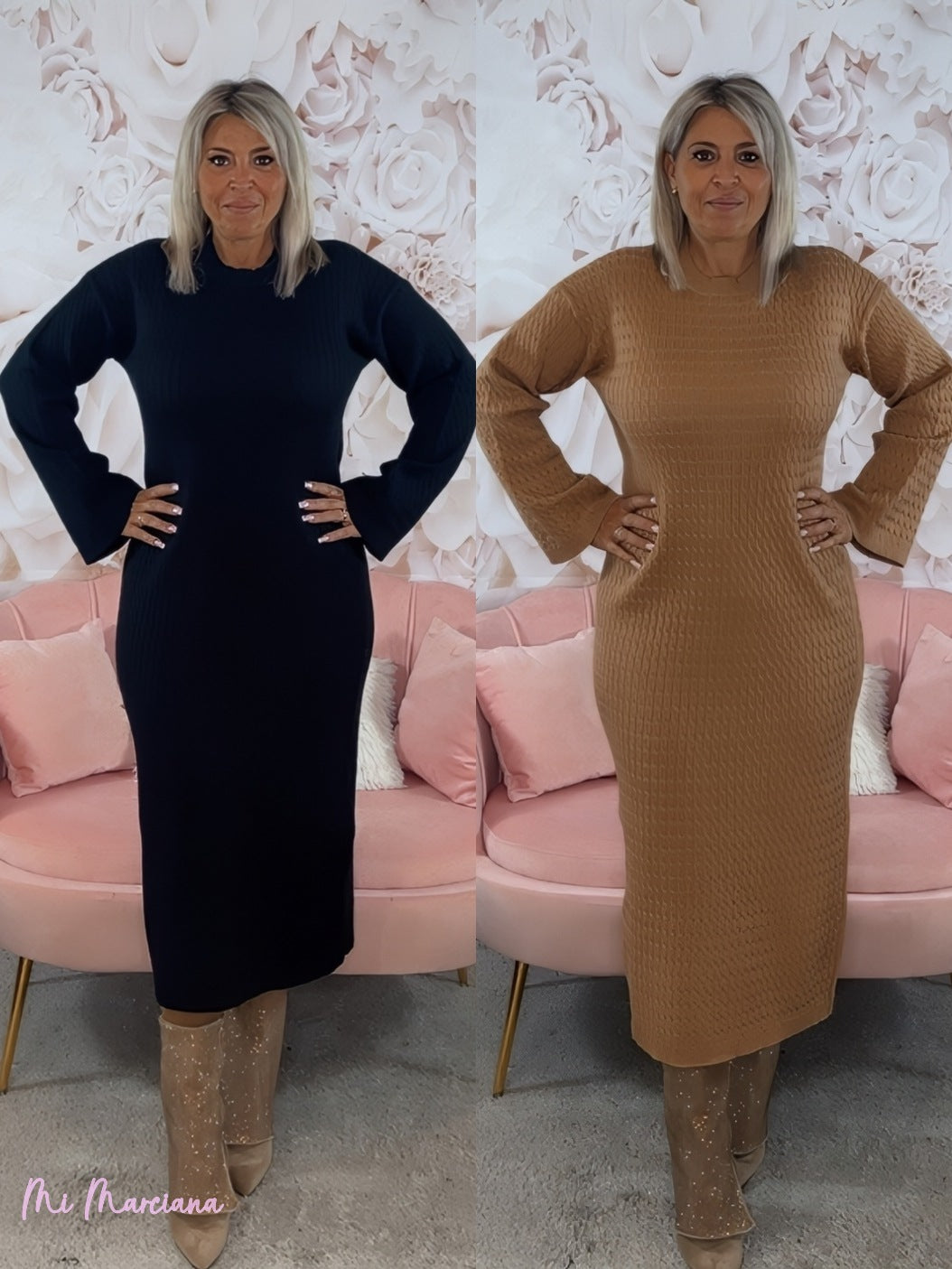 VESTIDO MIDI PUNTO DE OCHOS – Mi Marciana